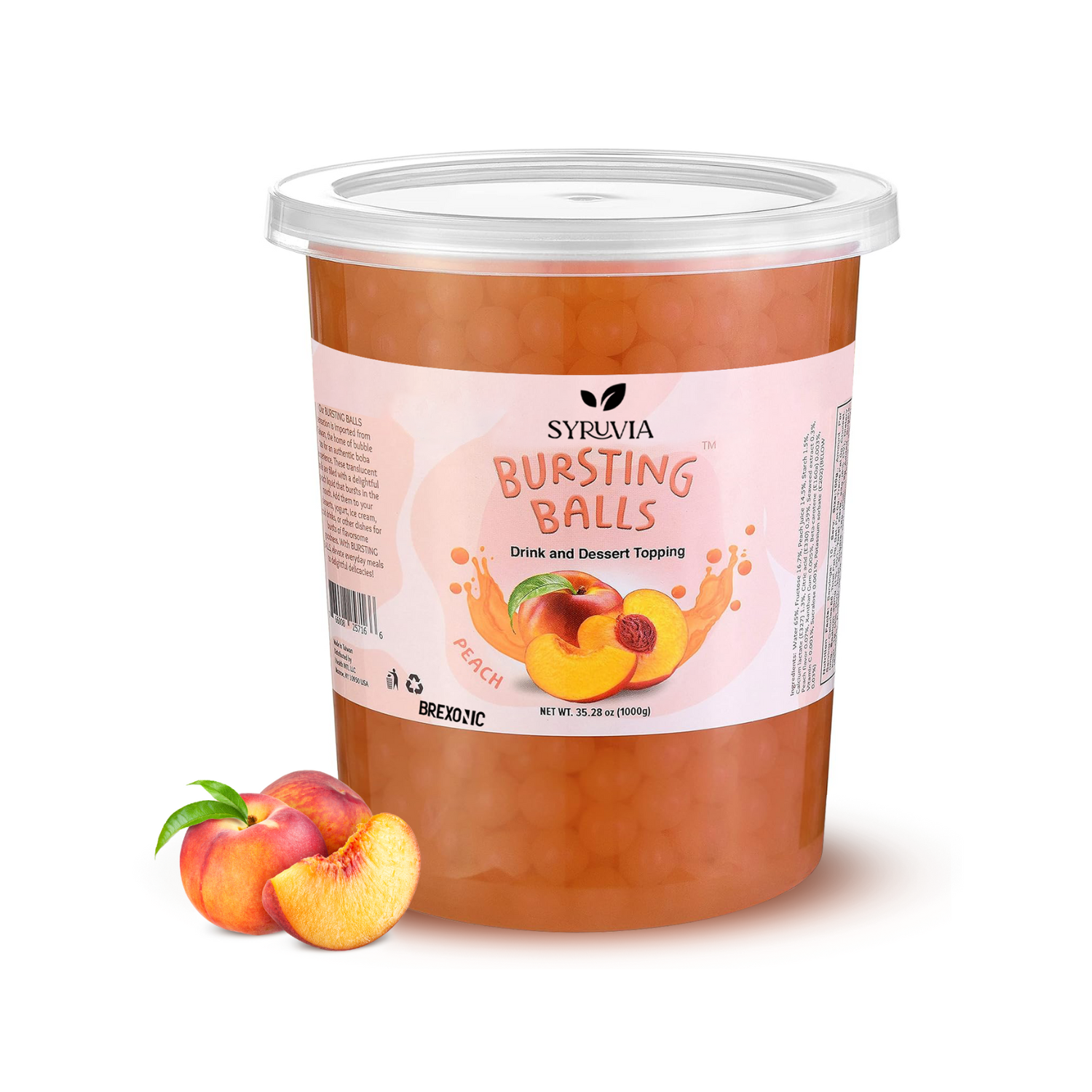 2 LB Peach Flavored Boba Balls for a Bursting and Popping Boba Experie ...